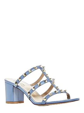 Valentino Garavani Valentino Garavani Rockstud Block Heel Slide Sandals Periwinkle