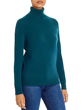 Bloomingdale'S Cashmere Turtleneck Sweater Heather Spruce