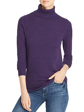 Bloomingdale'S Cashmere Turtleneck Sweater Marled Plum
