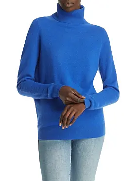 Bloomingdale'S Cashmere Turtleneck Sweater Tidal Blue