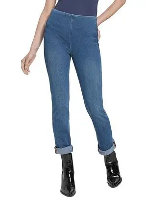 Lyssé Boyfriend Denim Leggings - Mid Wash