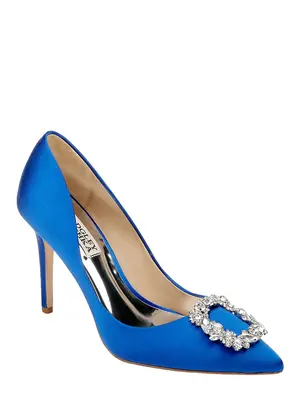 Badgley Mischka Badgley Mischka Cher Crystal Buckle Pumps Blue Satin