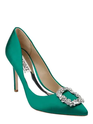 Badgley Mischka Badgley Mischka Cher Crystal Buckle Pumps Emerald Satin