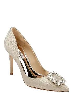 Badgley Mischka Badgley Mischka Cher Crystal Buckle Pumps Platino