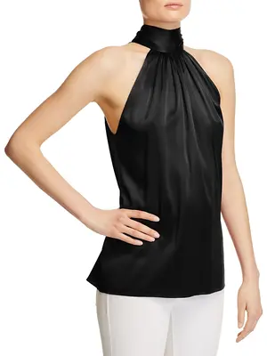 Ramy Brook Lori Silk-Blend Draped Top Black