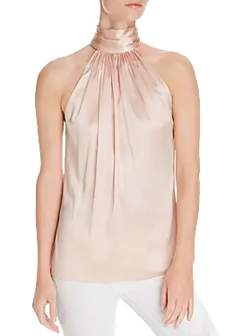 Ramy Brook Lori Silk-Blend Draped Top Blush