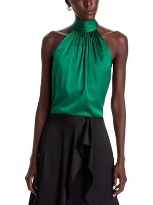 Ramy Brook Lori Silk-blend Draped Top - Deep Emerald