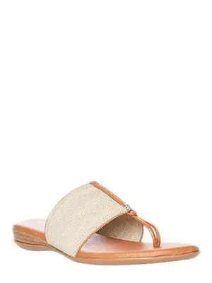 Andre Assous Thong Sandals - Beige Linen
