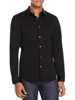 Theory Sylvain Shirt In Structure Knit Black