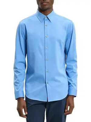 Theory Sylvain Shirt In Structure Knit Crisp Blue