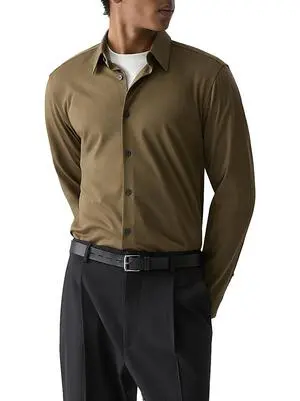 Theory Sylvain Shirt In Structure Knit Duffle