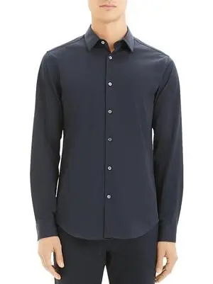 Theory Sylvain Shirt In Structure Knit Eclipse