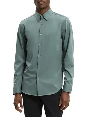Theory Sylvain Structure Knit Shirt - Light Pine Grove