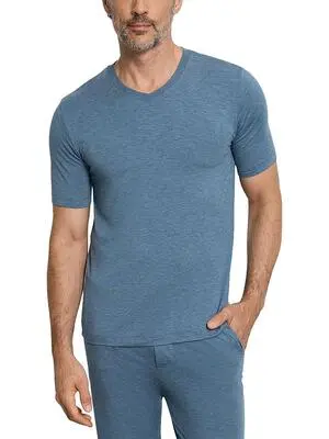 Hanro Lounge V-neck Tee - Ocean Melange