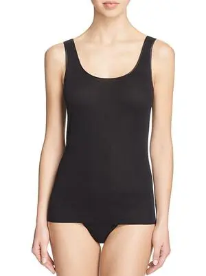 Hanro Cotton Seamless Scoop Neck Tank Black