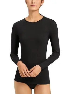 Hanro Cotton Long Sleeve Top - Black