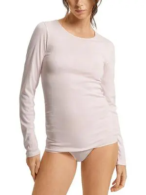 Hanro Cotton Long Sleeve Top Honeydew