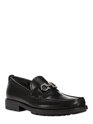 FERRAGAMO David Leather Loafers Wide Black