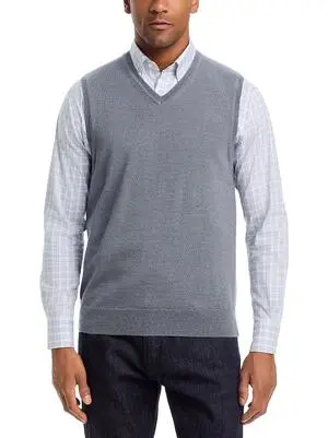 Bloomingdale'S Merino Wool V-neck Vest - Medium Gray
