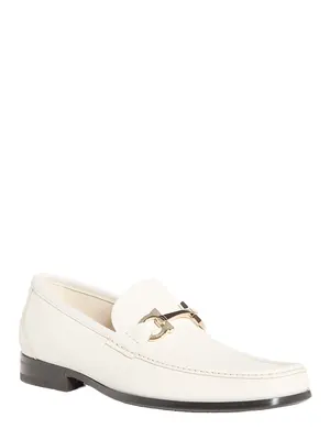 FERRAGAMO Grandioso Double Gancini Bit Leather Loafers Mascarpone