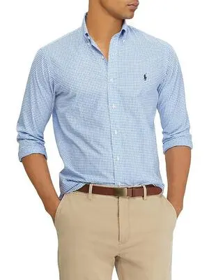 Polo Ralph Lauren Slim Fit Long Sleeve Poplin Button Down Shirt - Blue/white Check