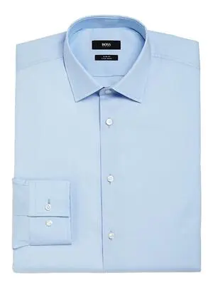 BOSS Basic Solid Slim Fit Dress Shirt - Light Blue