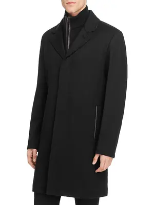 Cole Haan Cole Haan Wool-Blend Twill Coat With Sweater Bib Black