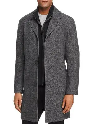 Cole Haan Cole Haan Wool-Blend Twill Coat With Sweater Bib Melange Graphite