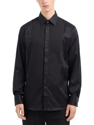 Emporio Armani Bib-front Slim Fit Tuxedo Shirt - Carbon Black