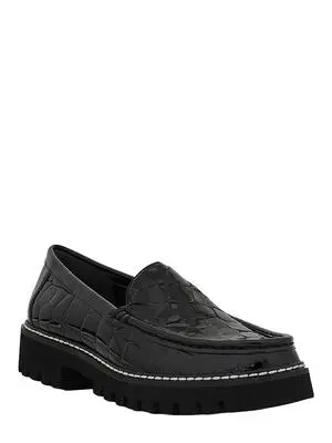 DONALD PLINER Hope Slip-on Loafer Flats - Black Croc