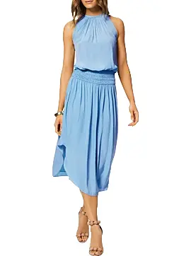 Ramy Brook Ramy Brook Audrey Sleeveless Halter Midi Dress Blue Moon