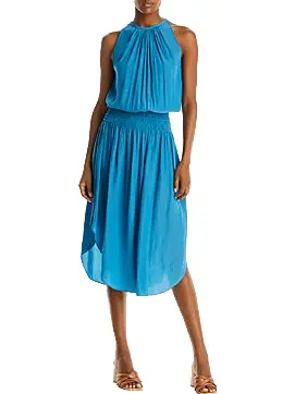 Ramy Brook Ramy Brook Audrey Sleeveless Halter Midi Dress Blue Tile