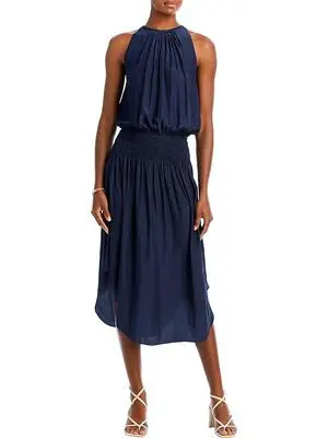 Ramy Brook Audrey Sleeveless Halter Midi Dress - Navy