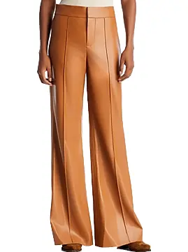 Alice + Olivia Alice And Olivia Dylan High Waist Wide Leg Pants In Black Crepe Camel