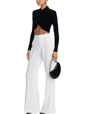 Alice + Olivia Dylan High Waist Wide Leg Pants - White Crepe