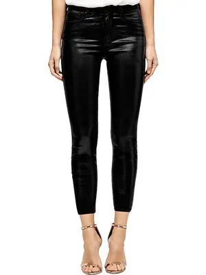 L'Agence Margot Coated Skinny Jeans - Black Coated