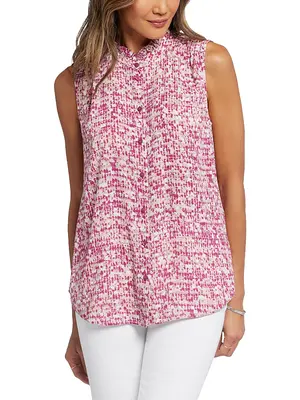 NYDJ Sleeveless Ruffled Top Pink Moon