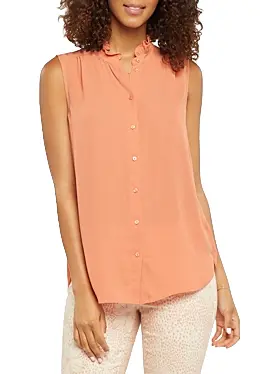 NYDJ Sleeveless Ruffled Top Terracotta