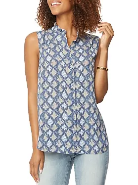 NYDJ Sleeveless Ruffled Top Valley Snake