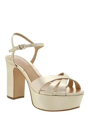 Schutz Keefa High-heel Platform Sandals - Platina Gold Leather