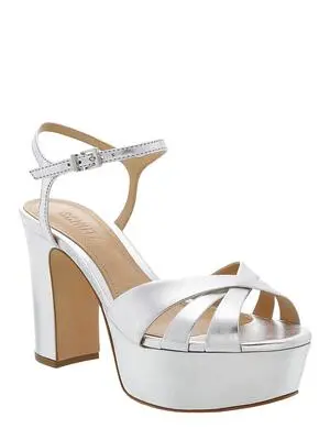 Schutz Keefa High-heel Platform Sandals - Prata Silver Leather