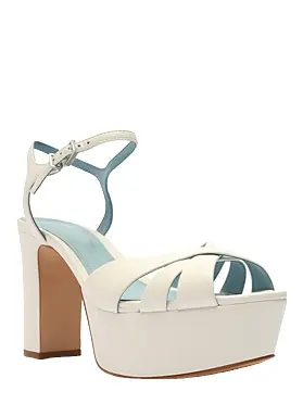 Schutz Keefa High-Heel Platform Sandals White