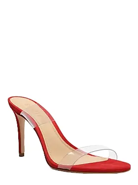 Schutz Ariella High-Heel Slide Sandals Transparent/red