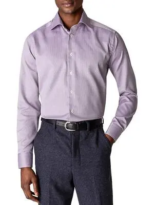 Eton Slim Fit Textured Solid Shirt - Purple