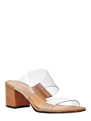 Schutz Victorie Block Heel Slide Sandals - Transparent/honey Beige Suede