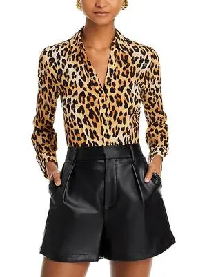Alice + Olivia Eloise Leopard Print Shirt - Spotted Leopard Multi