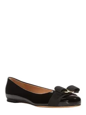 FERRAGAMO Varina Ballerinas - Black/gold