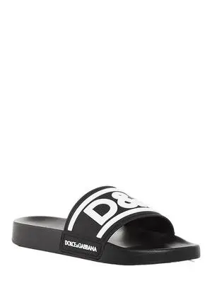 Dolce & Gabbana Saint Barth Logo Slides - Black/white