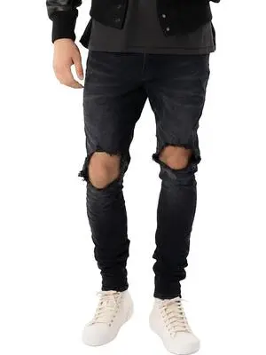 PURPLE BRAND Skinny Fit Jeans - Black Wash Blue