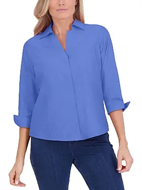 Foxcroft Taylor Non-Iron Button-Down Top Cornflower